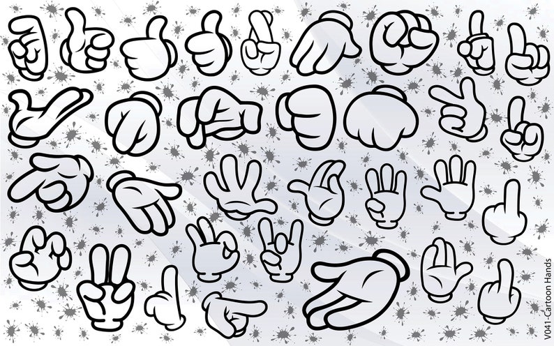 60 Drawn Hands Vector SVG Files, 4 Finger Hands Sketches SVG, Cartoon ...
