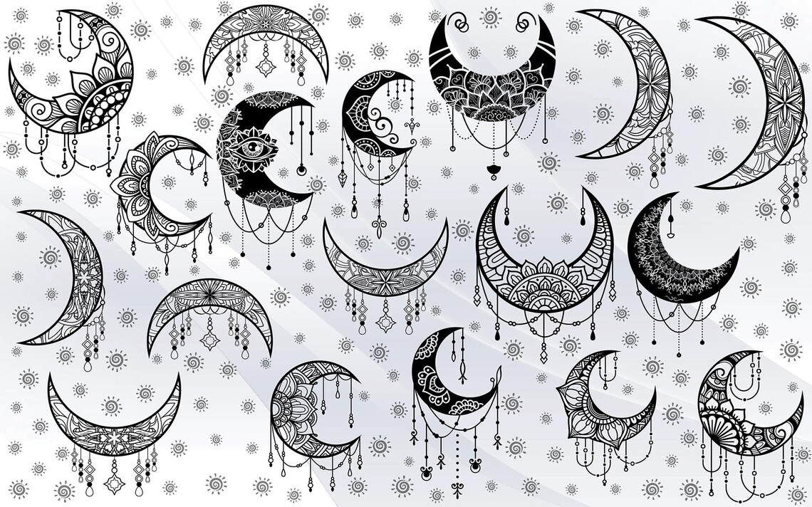Moon SVG Bundle: 35 Hand-drawn Moon Phase Designs (digital Download) - Etsy