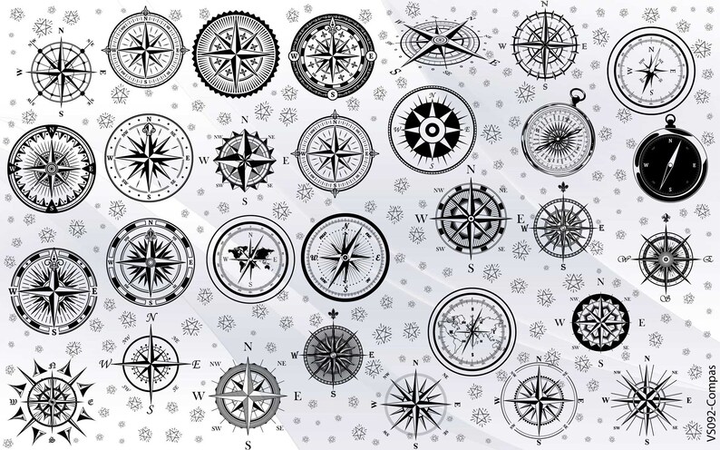 30 Compass SVG, Compass Rose, Compass Art, Compass Decor, Navy SVG ...