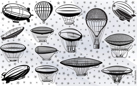 Heiluftballon Aerostat Skizze Hand Gezeichnet Vektor Illustration