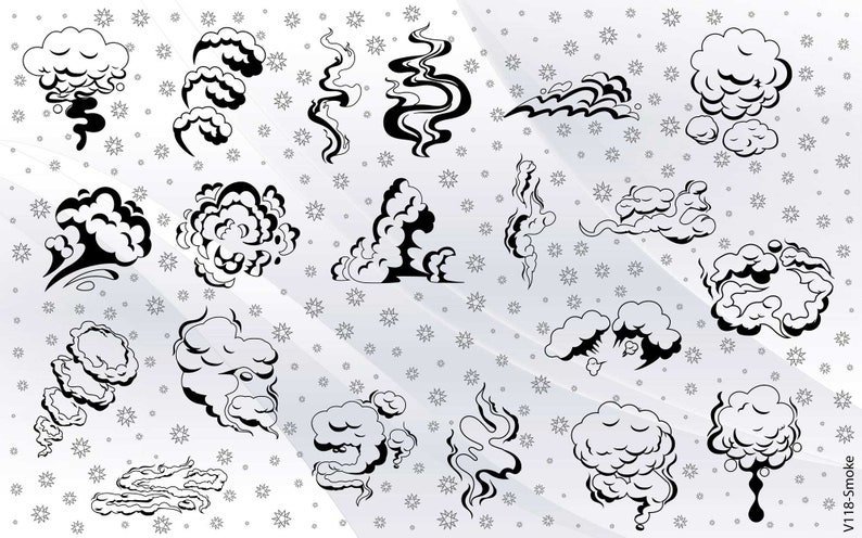 40 Smoke Vector Image SVG, Clouds of Smoke Faces Sketches SVG, Smoke ...