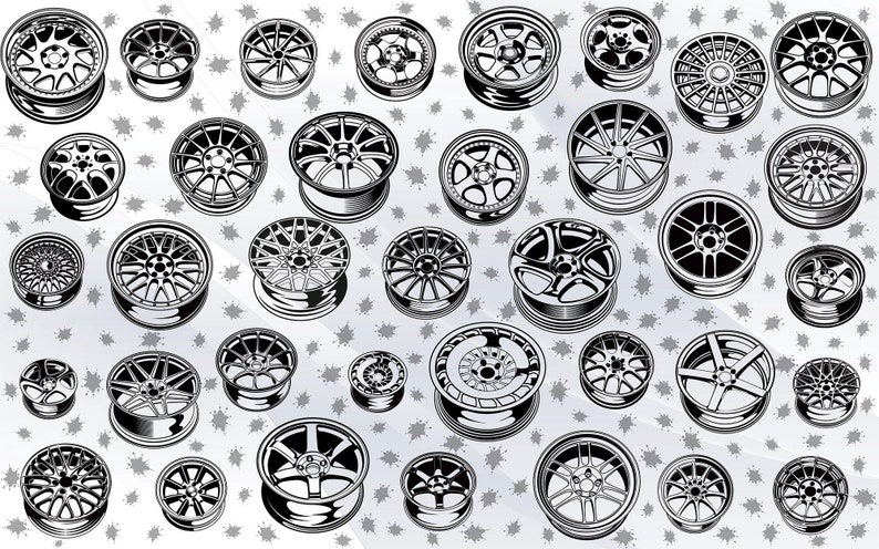 36 Rims SVG, Rims Clipart, Rims PNG, Rims Vector, Dxf, Eps, Png, Pdf ...