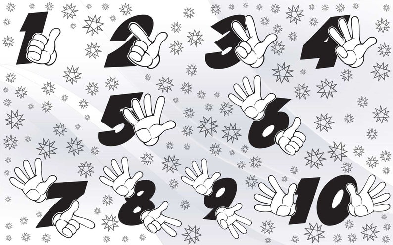 10 Finger Count From 1 Till 10 Vector SVG Files, Hand Count Sketches ...