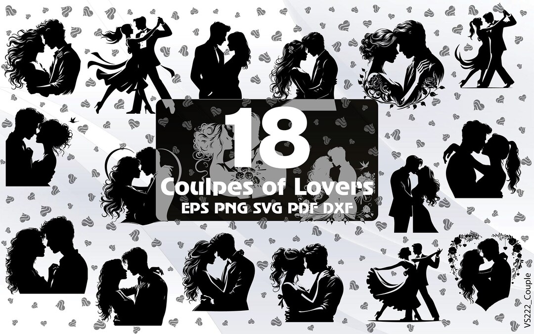 18 Couples SVG, Couple SVG Bundle, Lovers Silhouettes, Couples of ...
