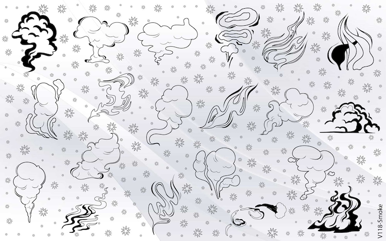 40 Smoke Vector Image SVG, Clouds of Smoke Faces Sketches SVG, Smoke ...