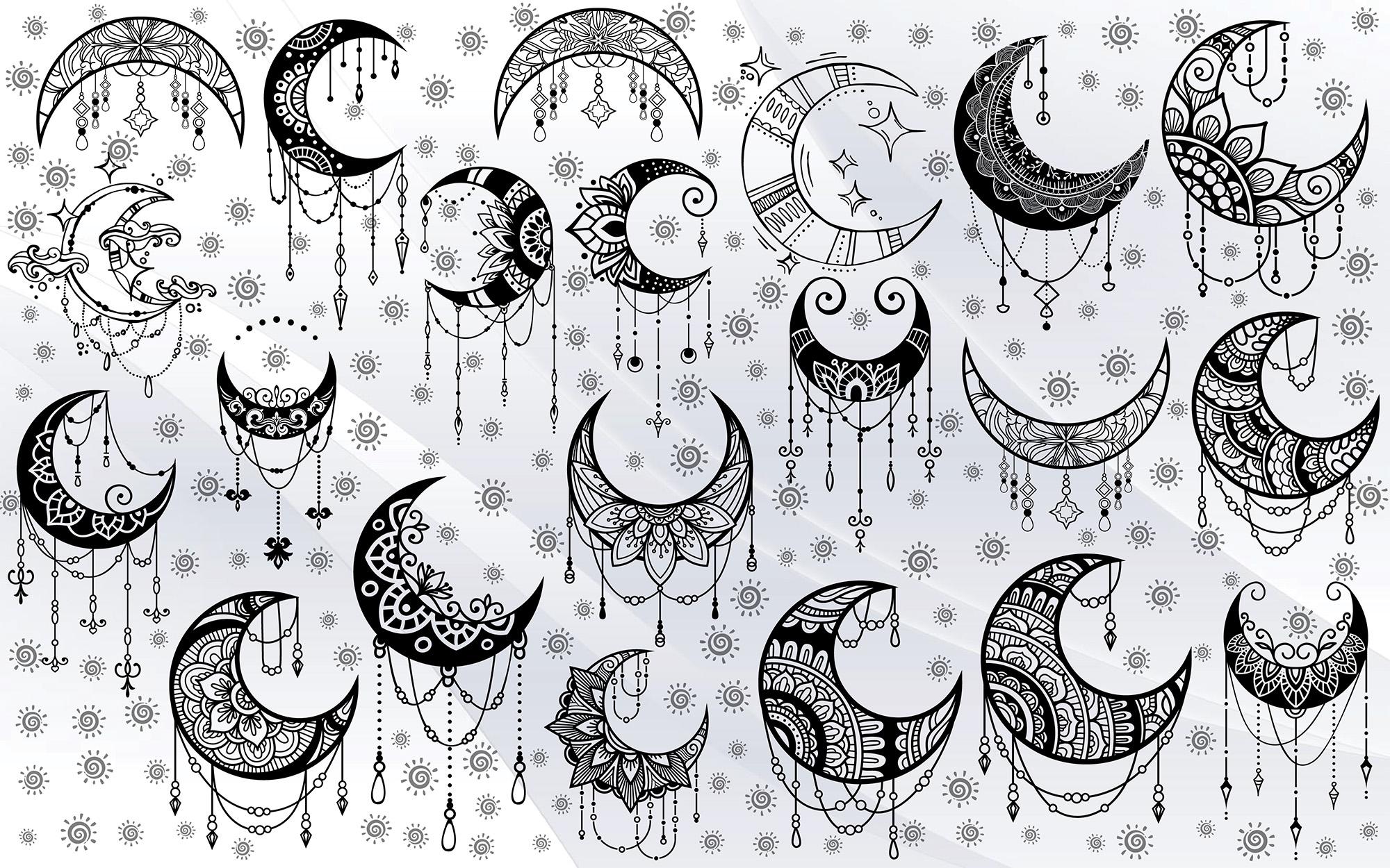 35 Moon SVG Bundle, Moon PNG, Moon Clipart, Moon SVG Files for Cricut ...