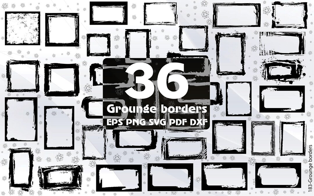 36 Grunge Frame Clipart, Square Frame SVG, Digital Grunge Frame, Brush ...