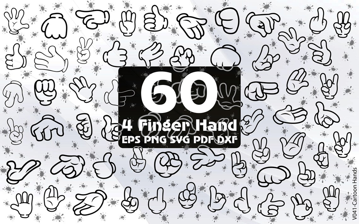 60 Drawn Hands Vector SVG Files, 4 Finger Hands Sketches SVG, Cartoon ...