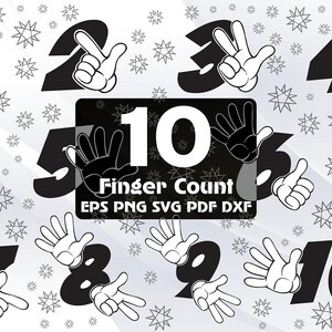 10 Finger Count From 1 Till 10 Vector SVG Files, Hand Count Sketches ...