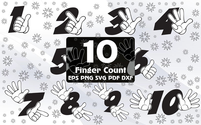 10 Finger Count From 1 Till 10 Vector SVG Files, Hand Count Sketches ...