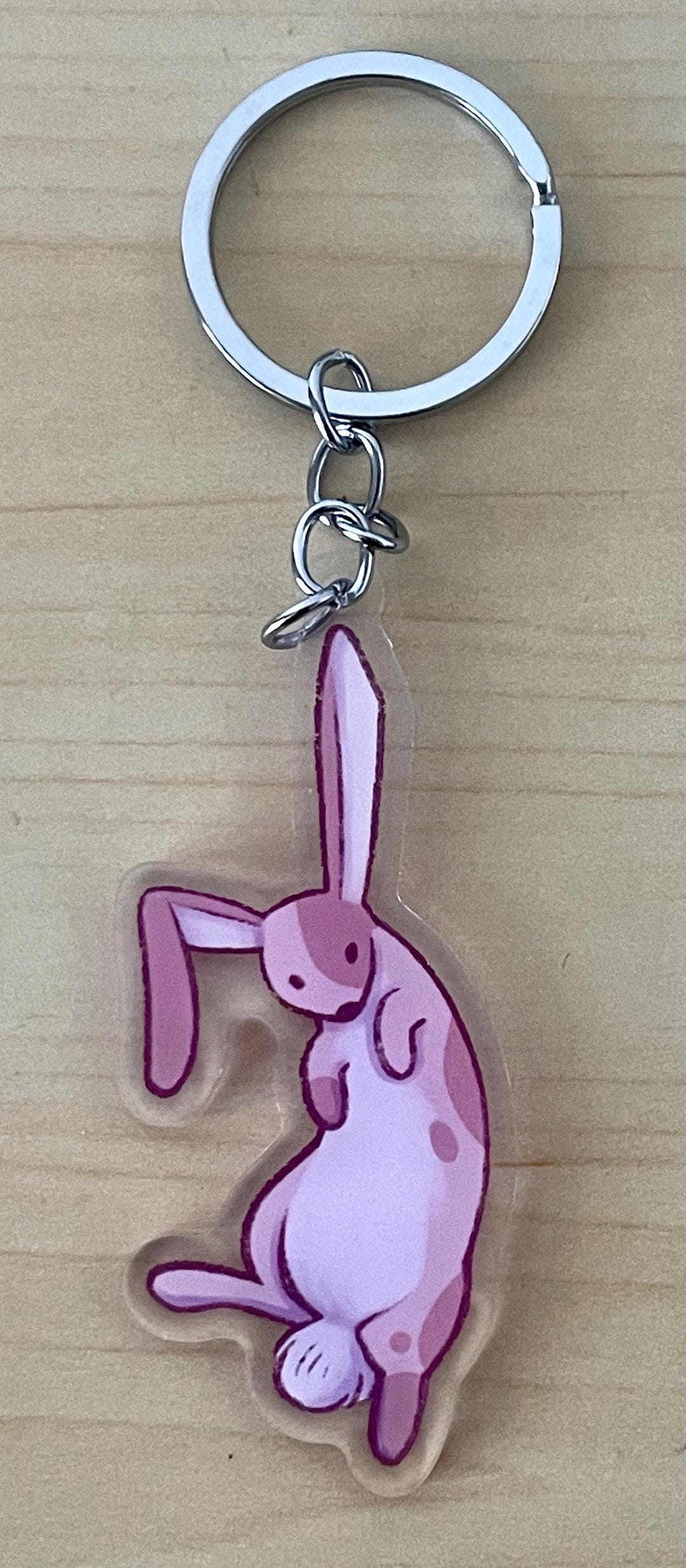 Hanging Pink Bunny Keychain - Etsy