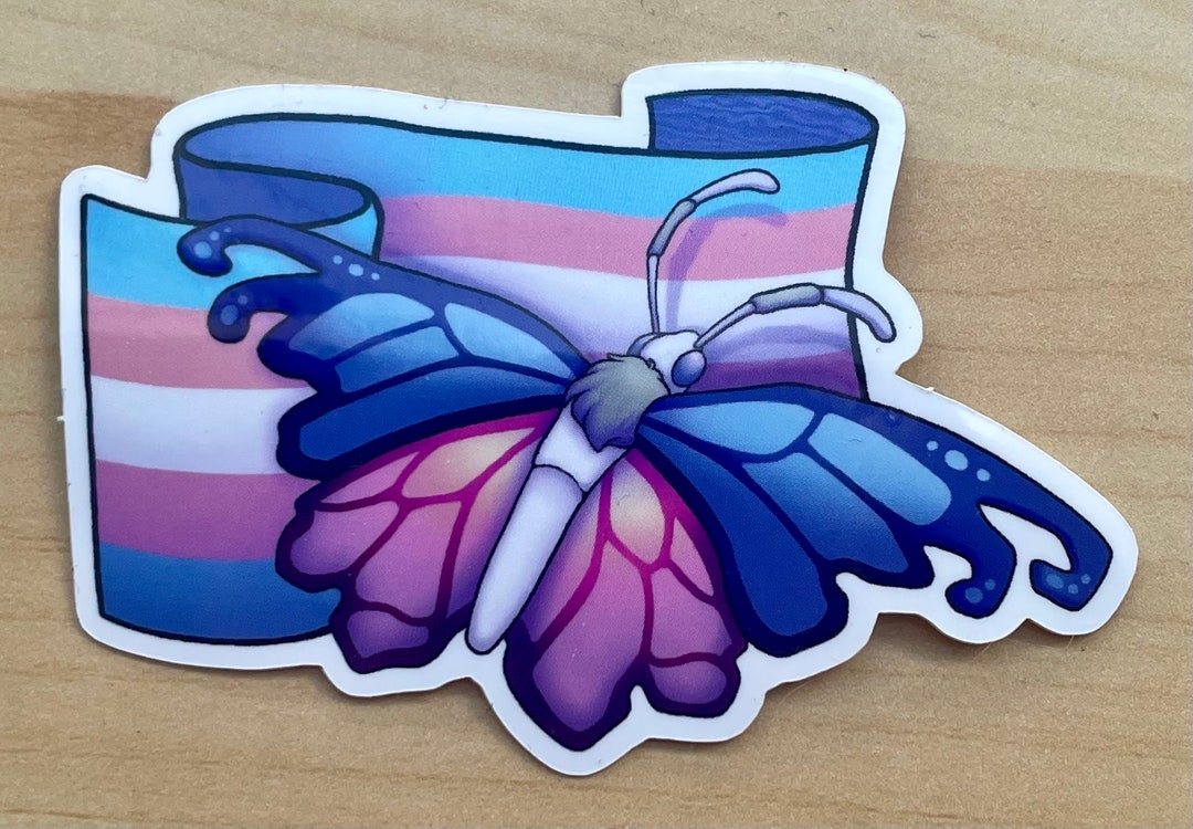Trans Pride Butterfly Sticker - Etsy
