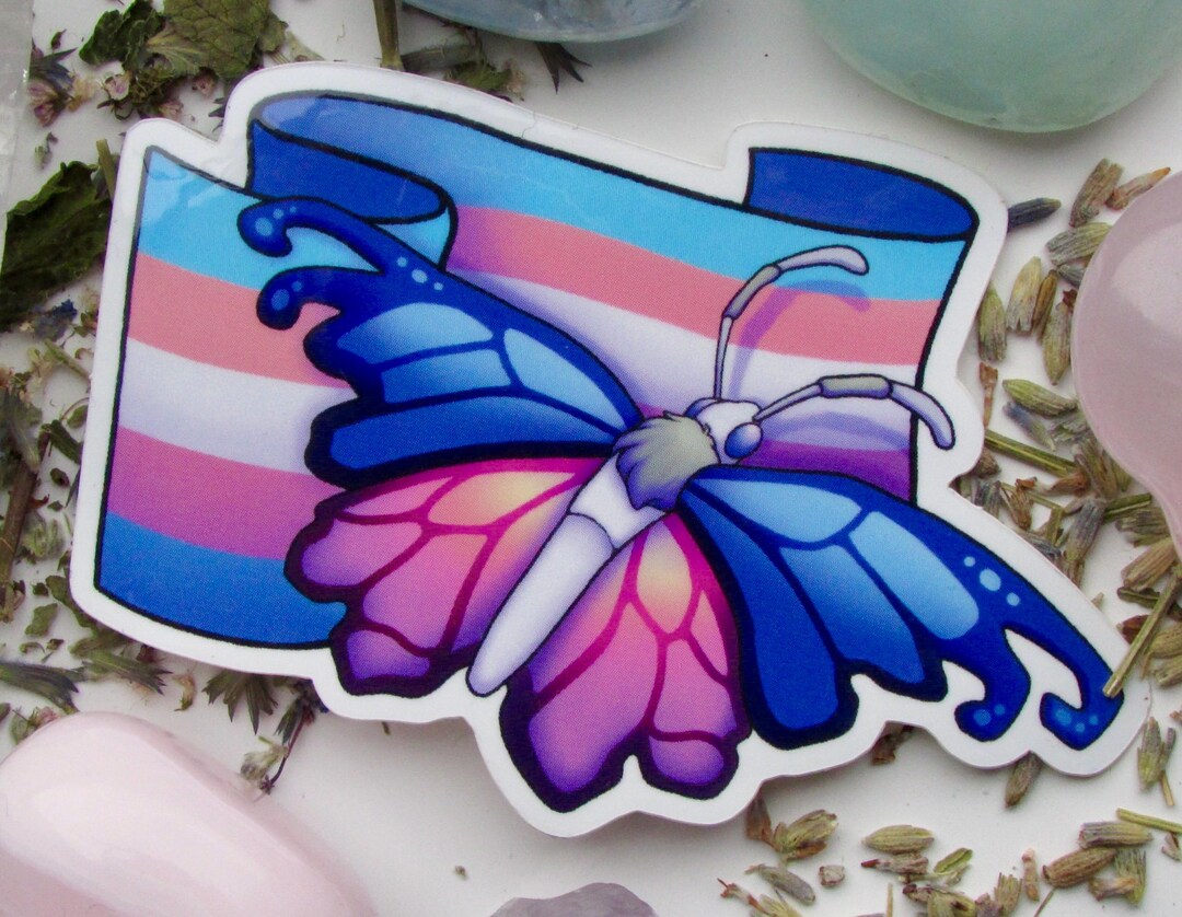 Transgender Pride Flag Butterfly Sticker - Etsy