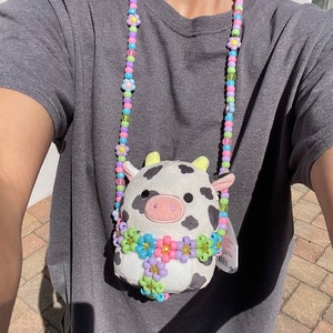 5 Colin the Cow Squishmallow With Kandi Harness Necklace - Etsy