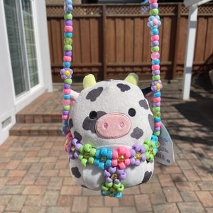 5 Colin the Cow Squishmallow With Kandi Harness Necklace - Etsy