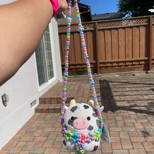 5 Colin the Cow Squishmallow With Kandi Harness Necklace - Etsy
