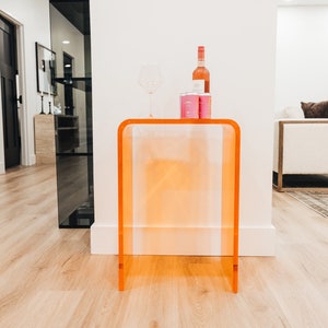 Handmade Orange Acrylic End Table: Groovy Lucite Side Table - Etsy