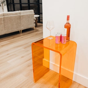 Handmade Orange Acrylic End Table: Groovy Lucite Side Table - Etsy