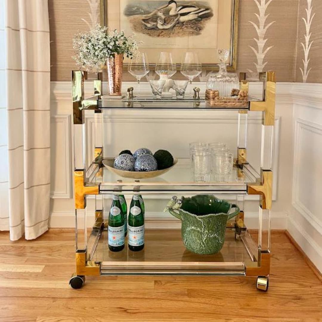 Handmade Lucite Acrylic Bar Cart: Modern Gold/silver Finish - Etsy