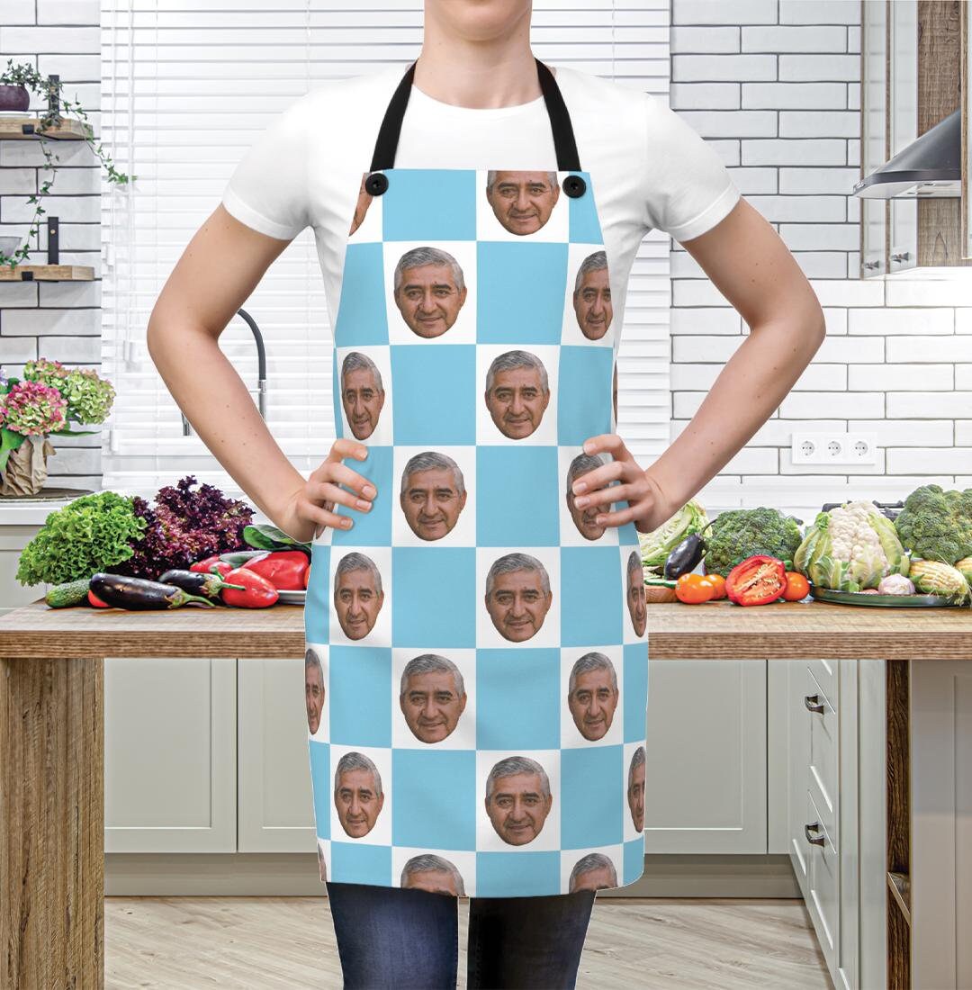 Checkered Personalized Apron Custom Face Apron Personalized Faces Apron ...