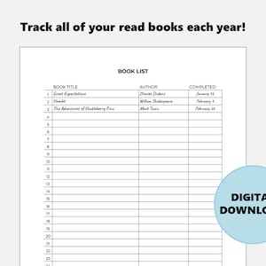 Book List. Reading Log. Book Tracker. Books I've Read. Reading Tracker ...