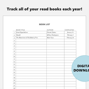 Book List. Reading Log. Book Tracker. Books I've Read. Reading Tracker ...