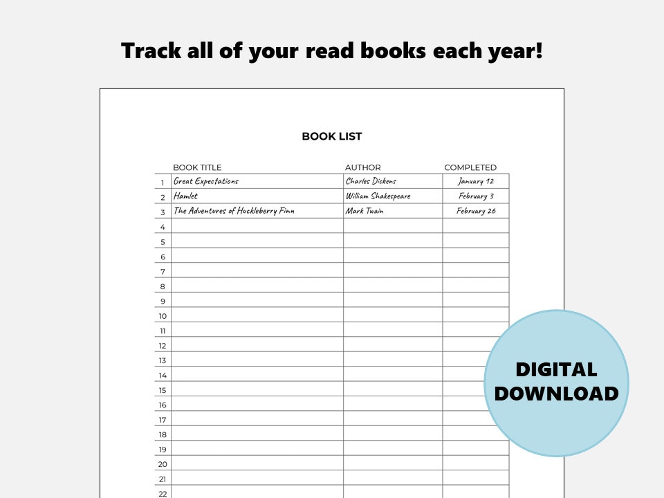 Book List. Reading Log. Book Tracker. Books I've Read. Reading Tracker ...