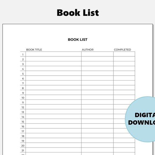 Book List. Reading Log. Book Tracker. Books I've Read. - Etsy