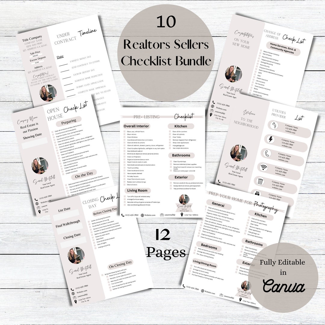 Real Estate Checklist Bundle, Home Seller Checklist, Realtor Marketing ...