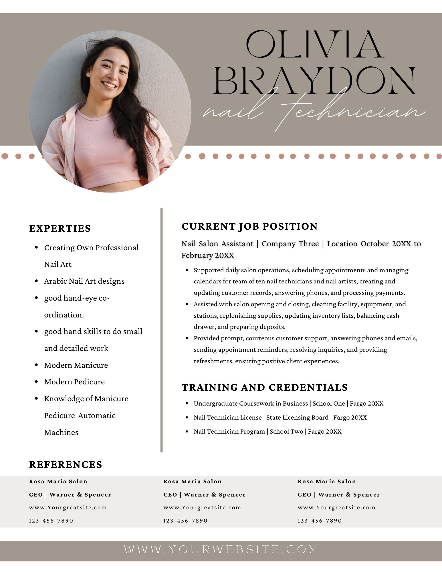 Resume Template With Photo Luxury Modern Editable in Canva Esthetician ...