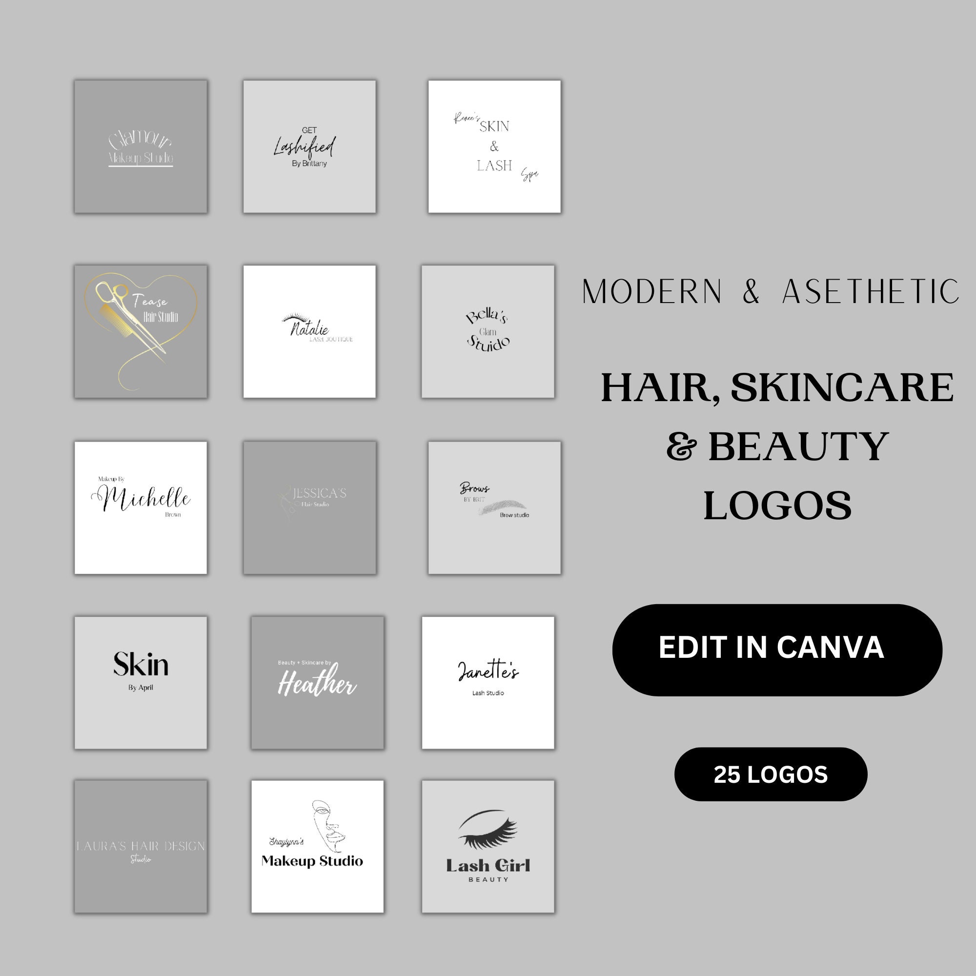 Hair Stylist Logos | Beauty Logo | Spa Logos | Editable Logo Template ...