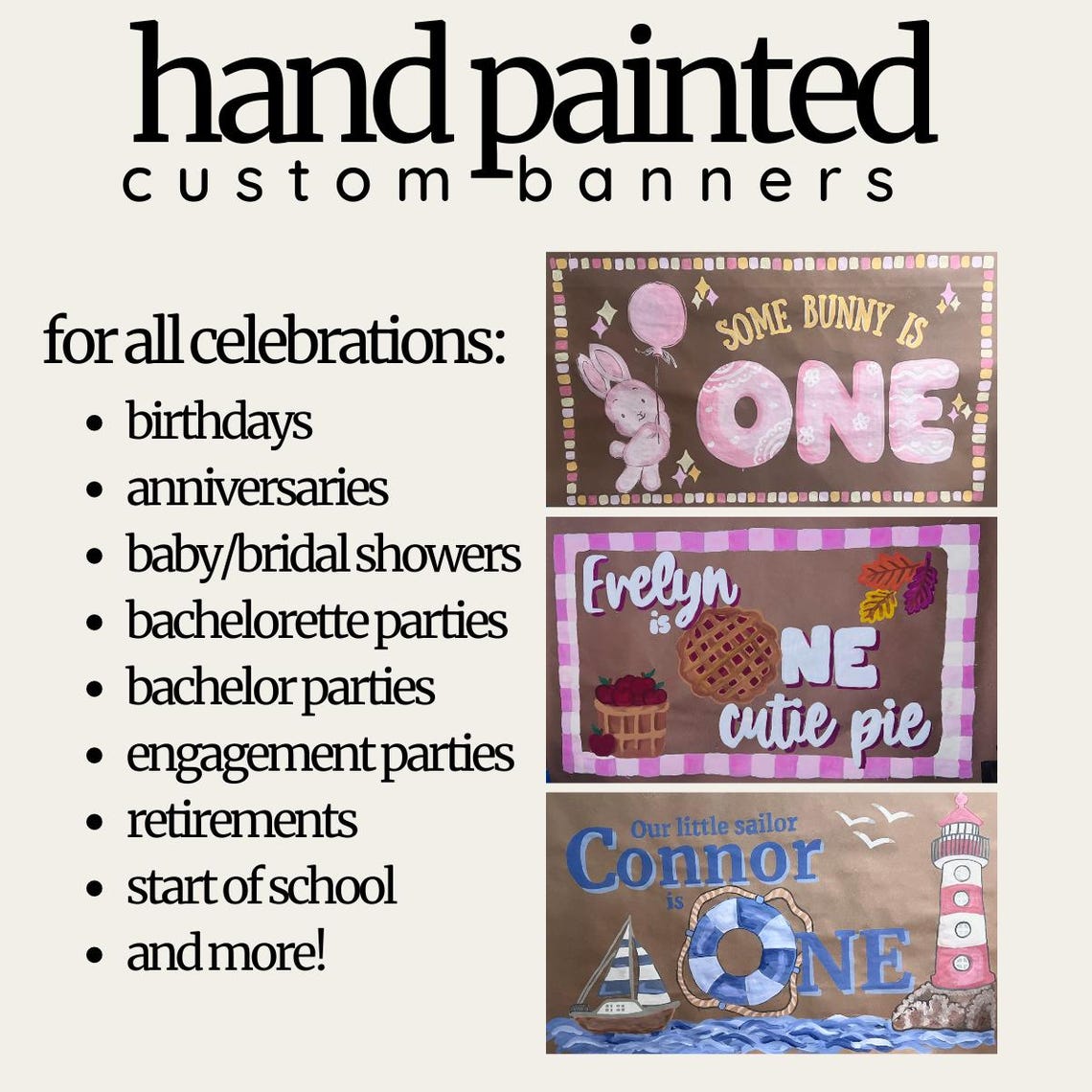 Hand Painted Custom Birthday/special Event Banners - Etsy