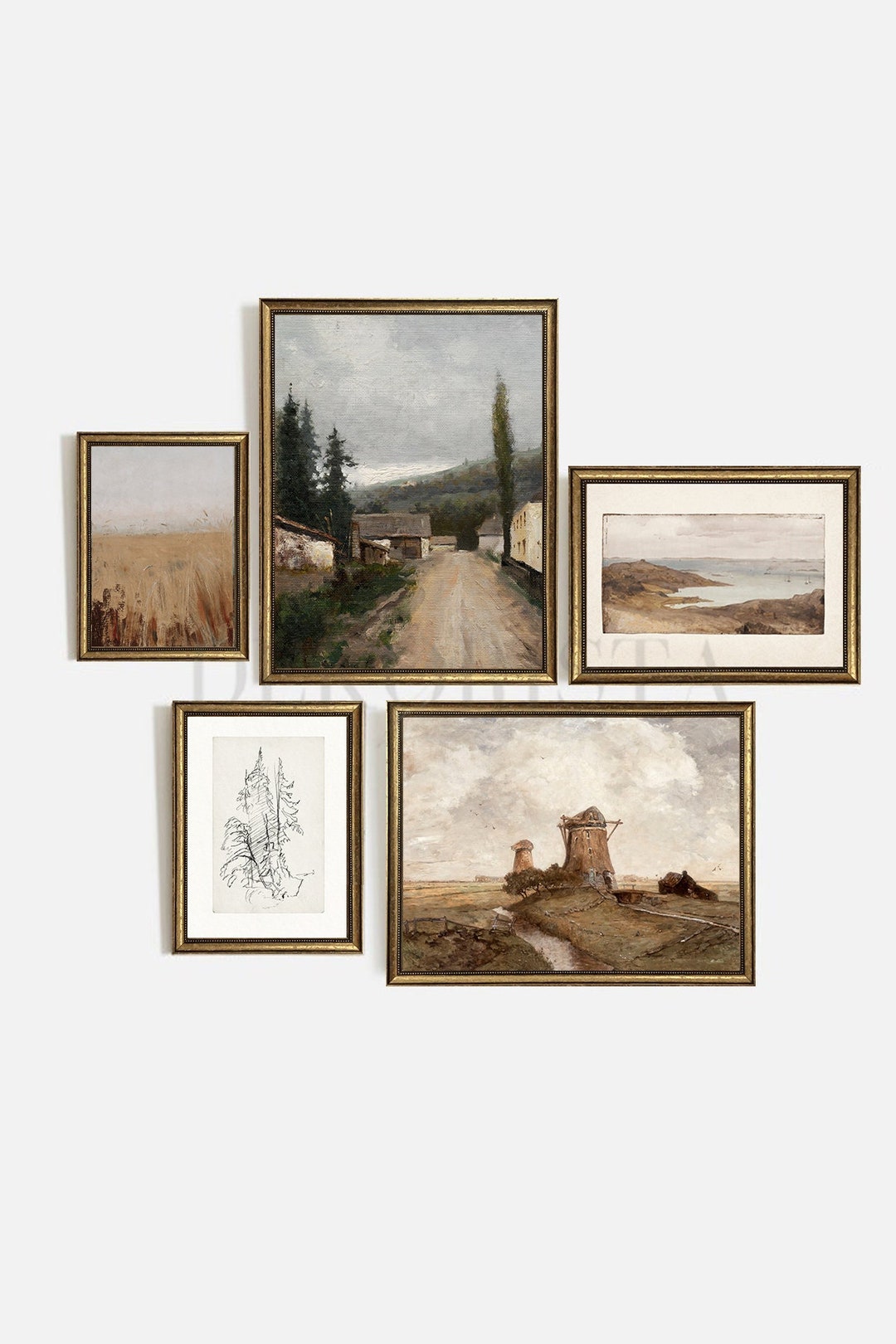 Vintage Gallery Wall Set I Vintage Gold Framed Wall Art Print I Vintage ...