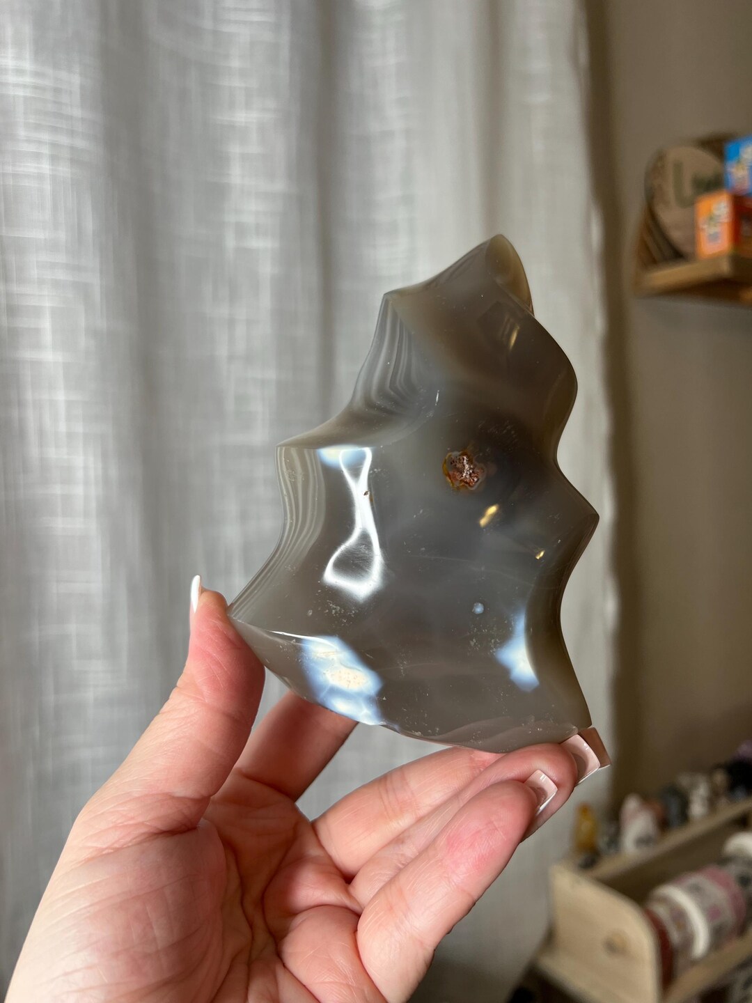 Orca Agate Flame From Madagascar, Orca Stone, Polished Flame Carving ...