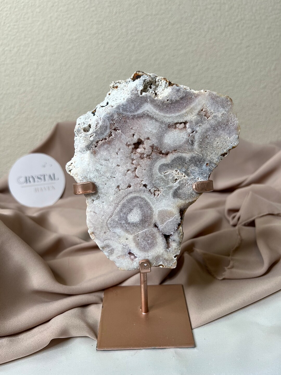 GORGEOUS Pink Amethyst Slab on Stand Large High Quality Druzy Sugar ...