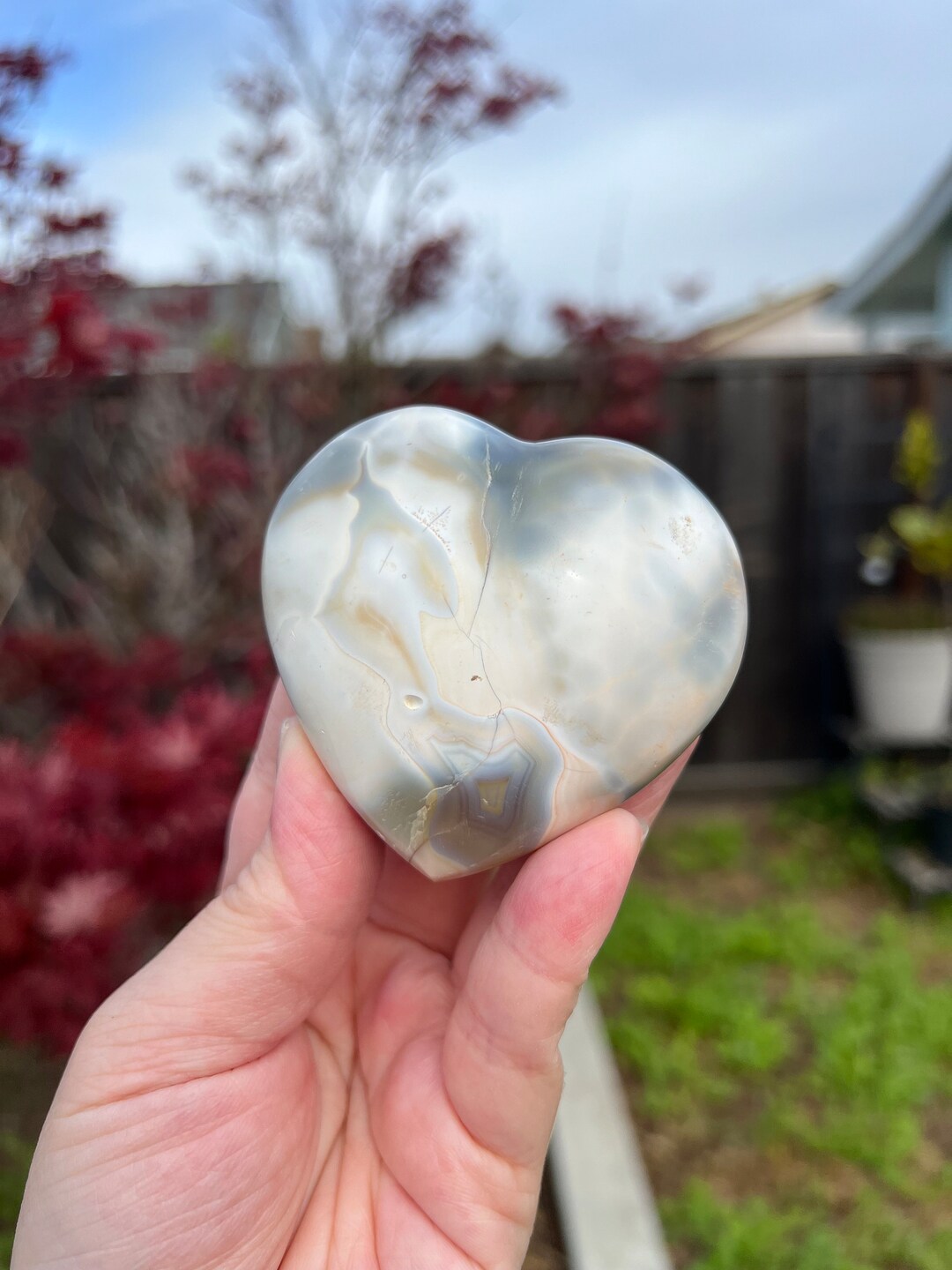 Orca Agate Heart From Madagascar, Orca Stone, Polished Heart Carving ...
