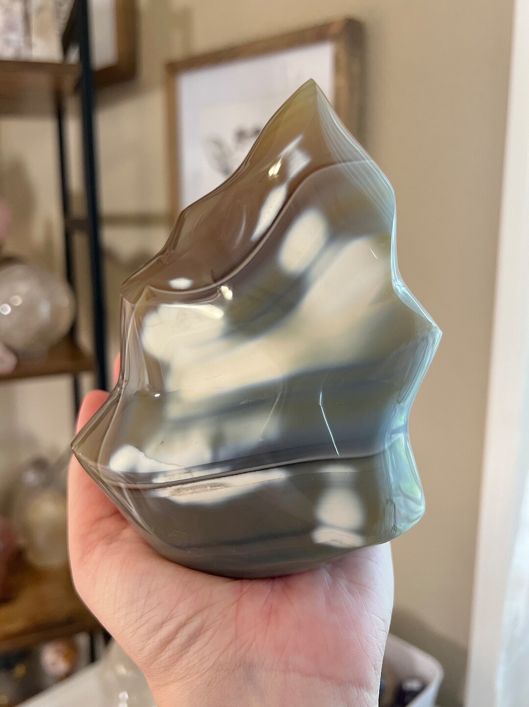 Large Orca Agate Flame From Madagascar, Orca Stone, Polished Flame ...