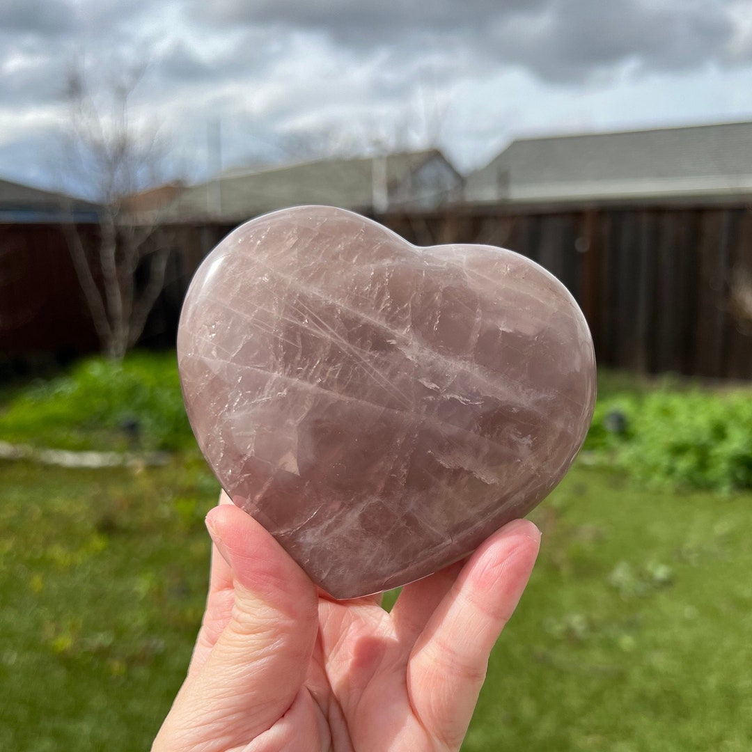 Polished Gemmy Lavender Rose Quartz Heart, Gemmy Rose Quartz, Polished ...