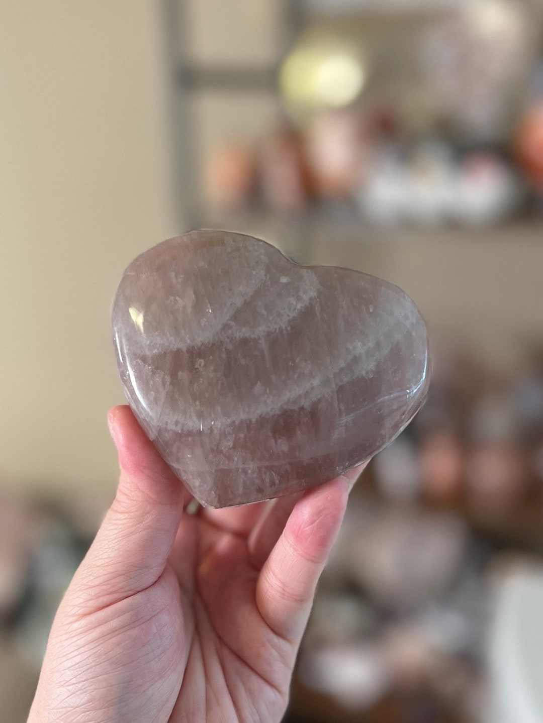 High Quality Lavender Rose Quartz Heart With Asterism, Gemmy Rose ...