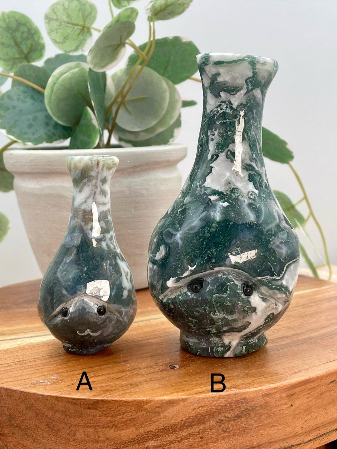 Polished Moss Agate Vase Hedgehogs, Moss Agate Vase, You Choose Crystal ...