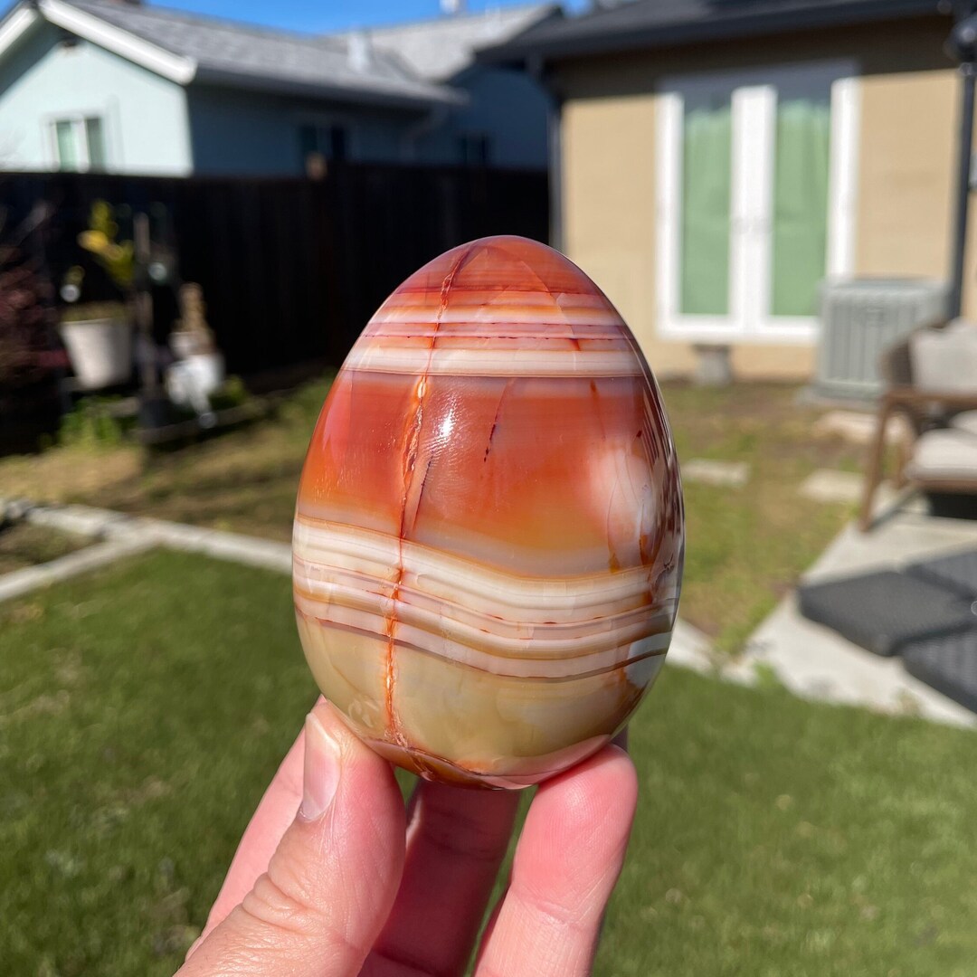Large Carnelian X Orca Agate Egg, Carnelian Egg, Orca Agate, Cute Egg ...