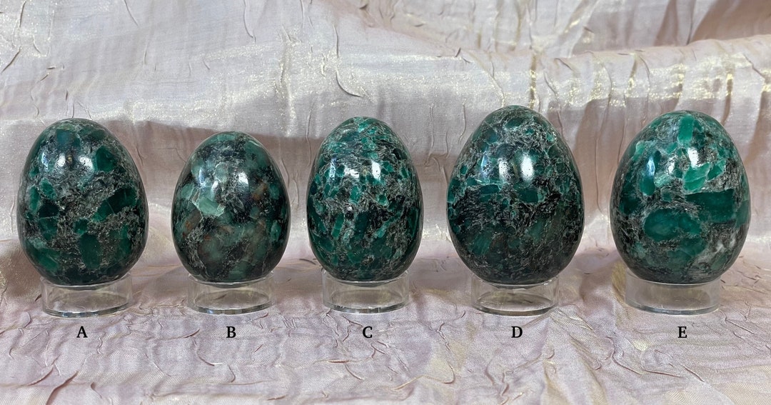 Rare Green Emerald in Matrix Eggs, Emerald in Mica & Quartz Eggs, Crystal Eggs, Green Polished ...