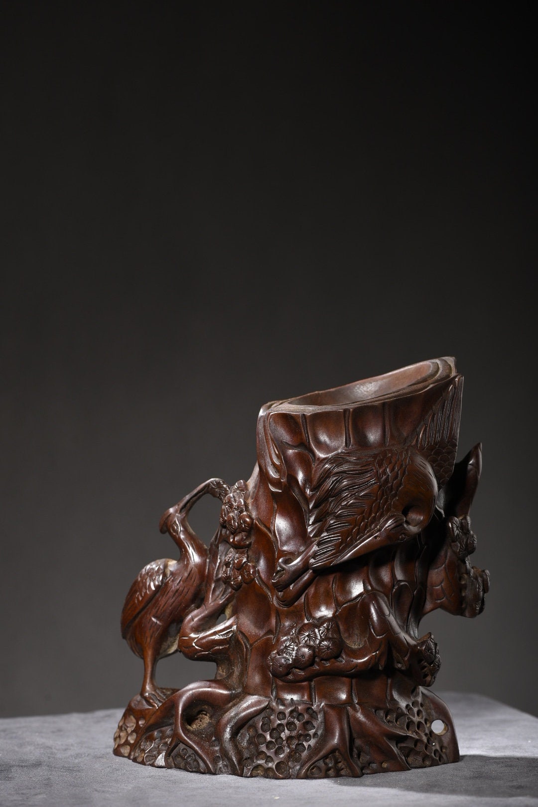 Old Chinese Boxwood Wood Crane & Pine Tree Brush Pot - Etsy