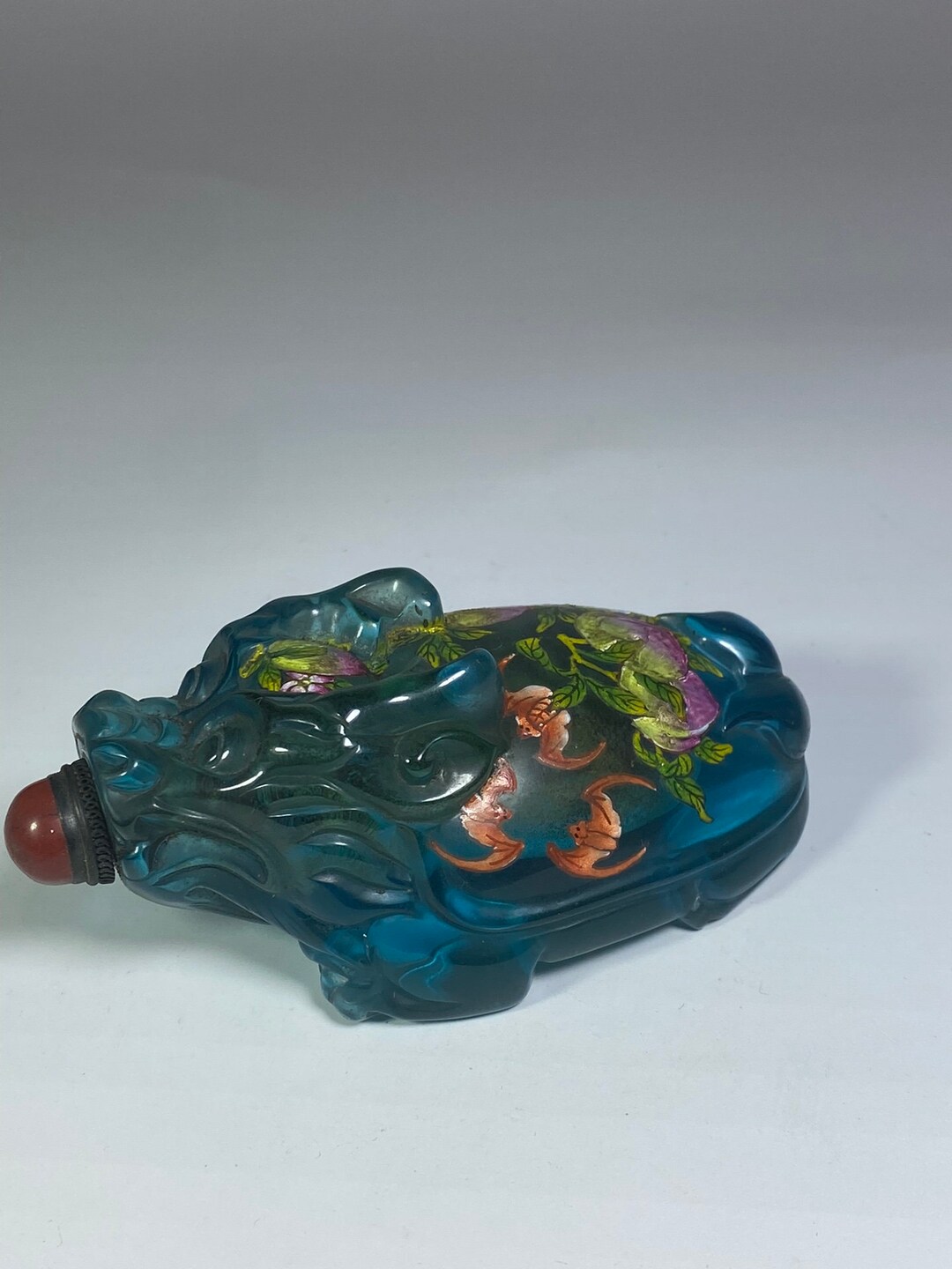 Old Chinese Blue Peking Glass Dragon Turtle Snuff Bottle - Etsy