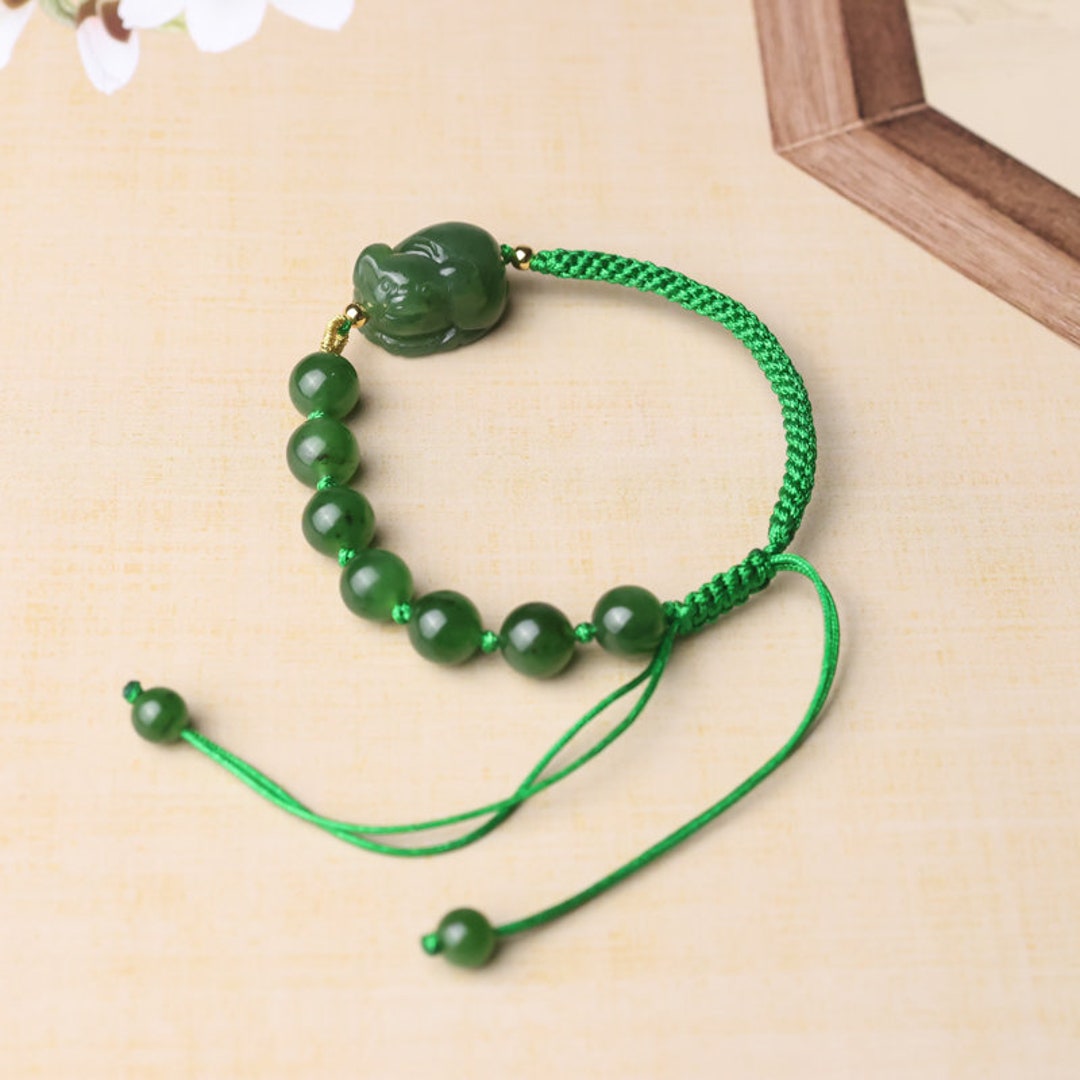 Chinese Green Hetian Jade Fortune Pig Bracelet - Etsy