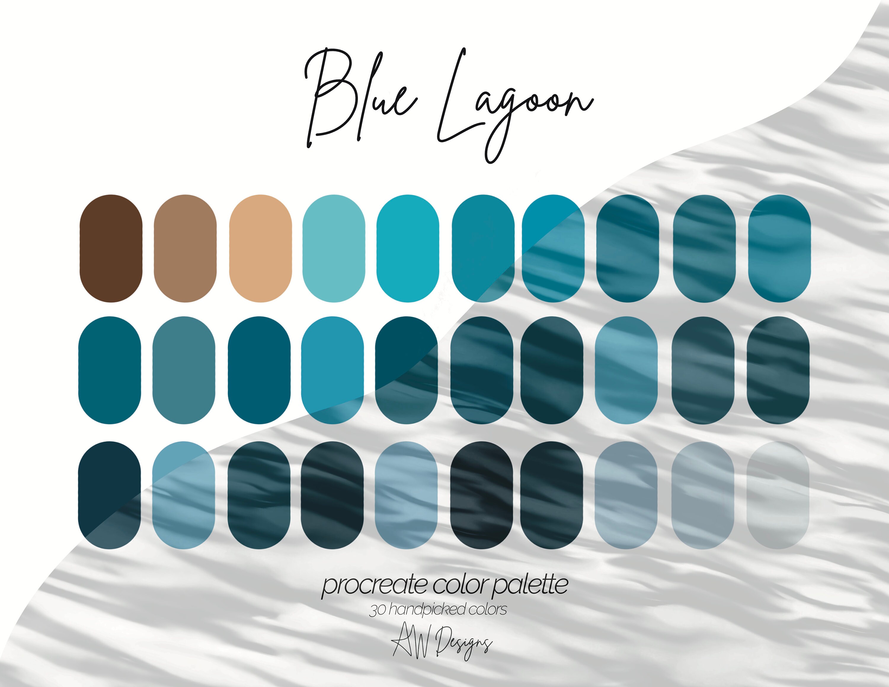 Blue Lagoon Procreate Color Palette Color Swatches iPad Lettering ...