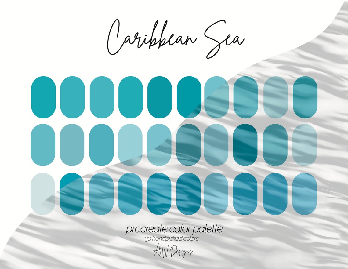 Caribbean Sea Procreate Color Palette | Color Swatches | iPad Lettering ...