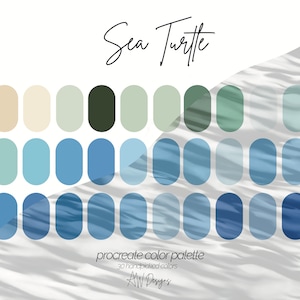 Sea Turtle Procreate Color Palette Color Swatches iPad Lettering ...