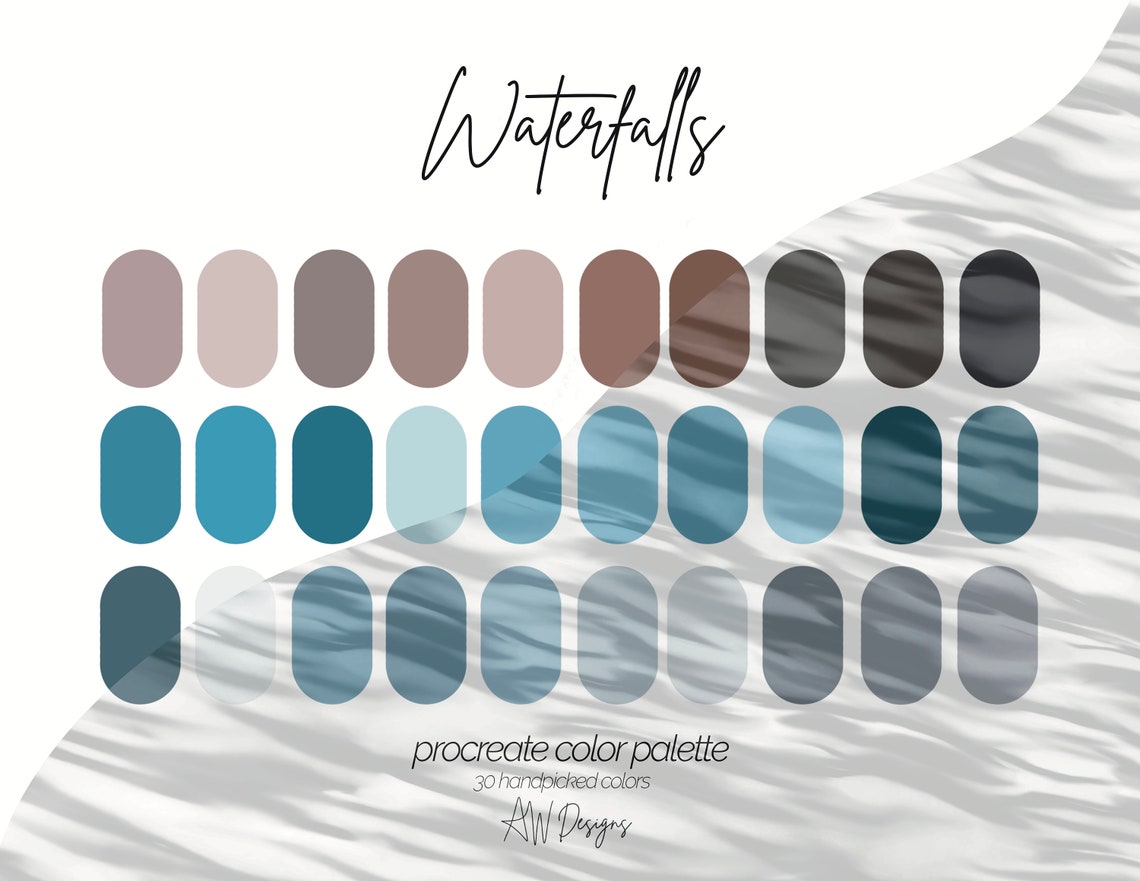 Waterfalls Procreate Color Palette Color Swatches iPad Lettering ...