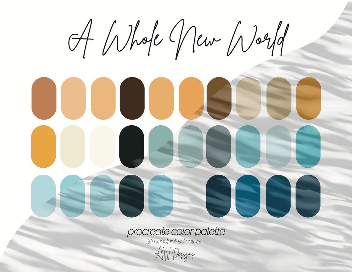 A Whole New World Palette Color Swatches iPad Lettering Illustration ...